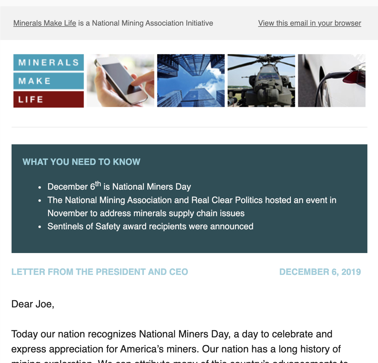 Happy National Miners Day - Minerals Make Life