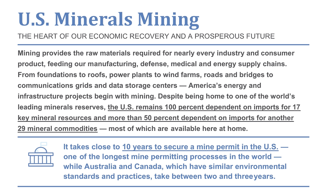 U.S. Minerals Mining and Economic Recovery - Minerals Make Life